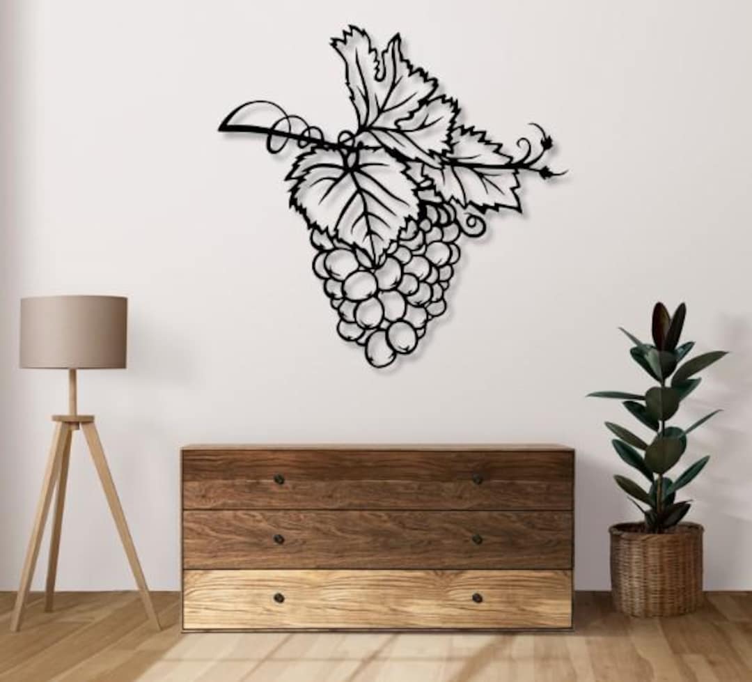 Grape Svg Dxf Files Laser Cut File Grapes Wine Wall Art for Cnc Laser ...