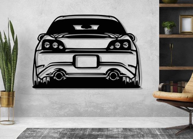 Sport Car Svg Dxf Png Files , Laser Cut File Back View Sport Cars Wall ...
