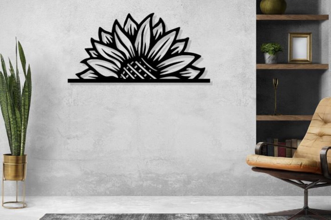 Sunflower Svg Dxf Png Files , Laser Cut File , Half , Sunflower ...