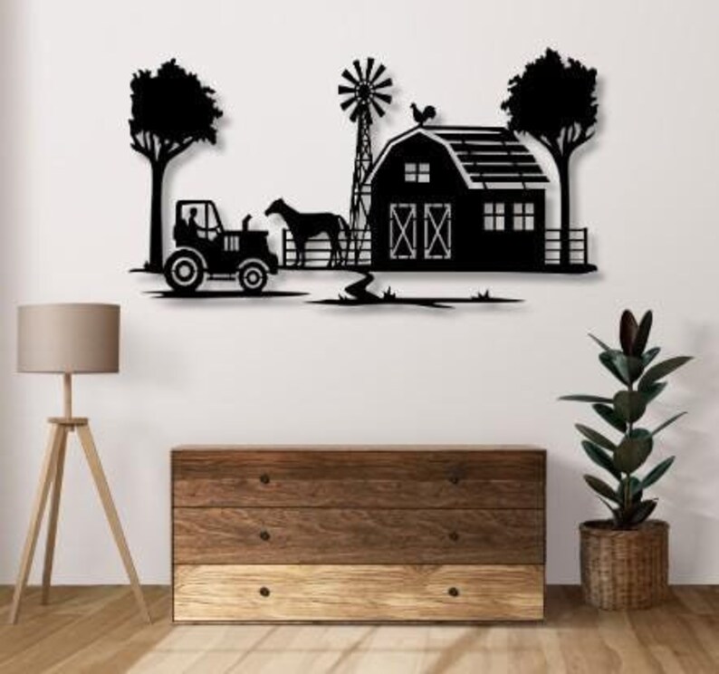 Farm Scene Svg Dxf Png Files Vector Cut File Wall Art for Cnc Laser ...