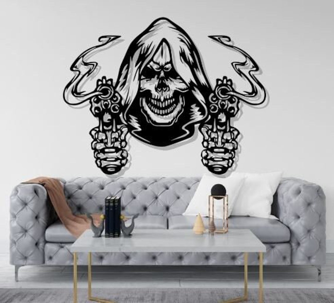 Revolver Skull Svg Dxf Png Files , Laser Cut File , Cricut Files ...