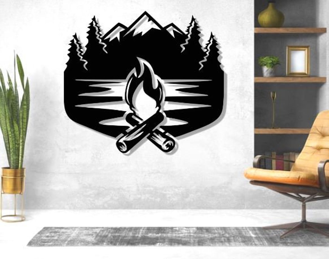 Camping Fire Svg Dxf Files Laser Cutting Lake River - Etsy