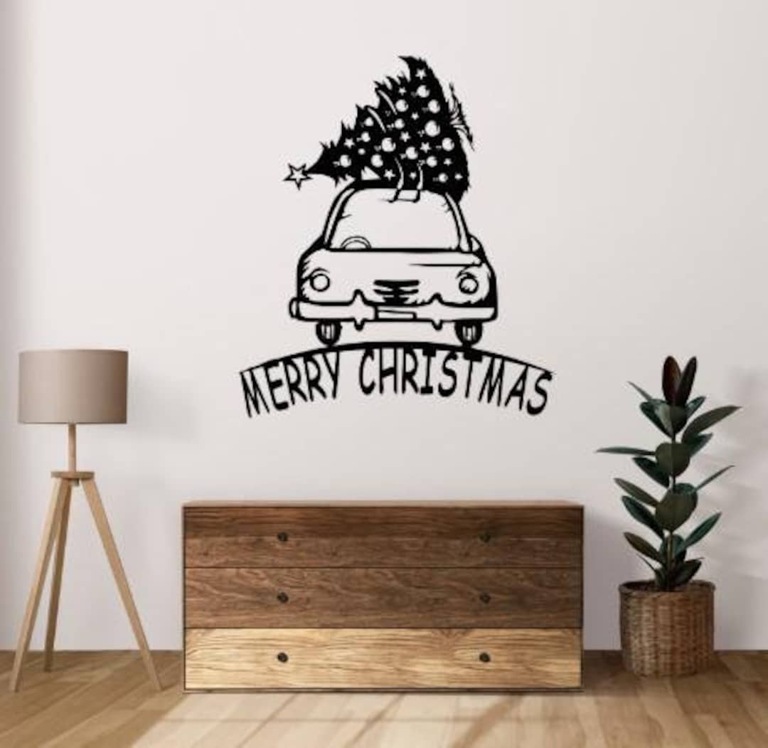 Merry Christmas Svg Dxf Png Files Christmas Car Vector Cut File for Cnc Laser Plasma Cricut ...