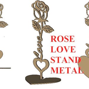 Rose Love Standing Svg Dxf Files , Metal Stand Flower Hand Bend for Cnc ...