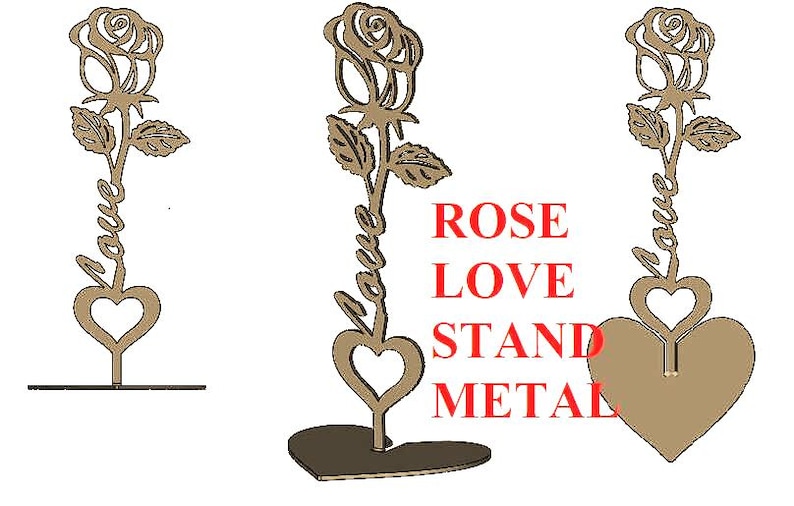 Rose Love Metal Stand CNC Laser Cut File (SVG DXF) - Etsy
