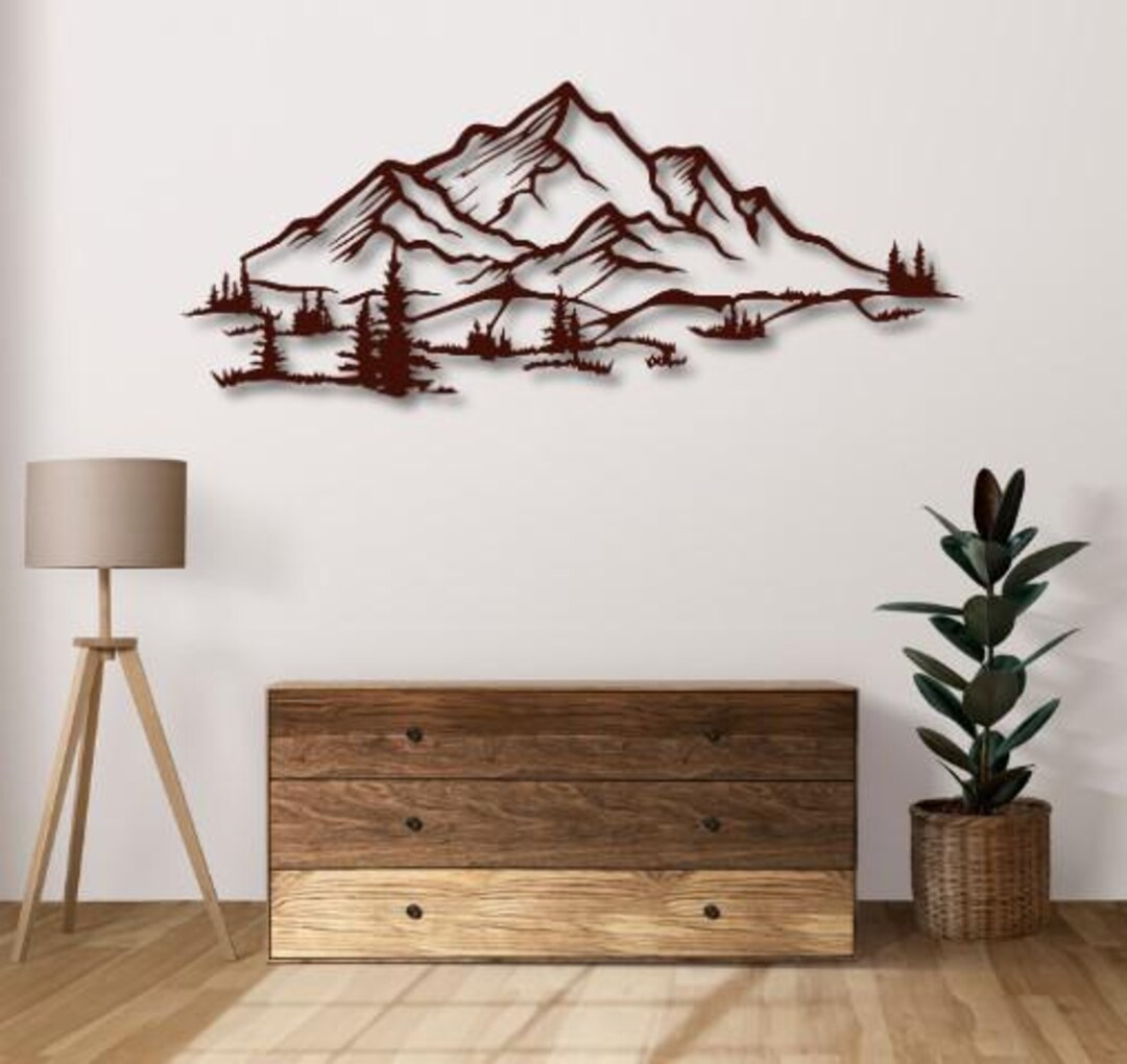 Mountain Scene Svg Dxf Png File Laser Cut for Cnc Plasma Laser Xtool ...