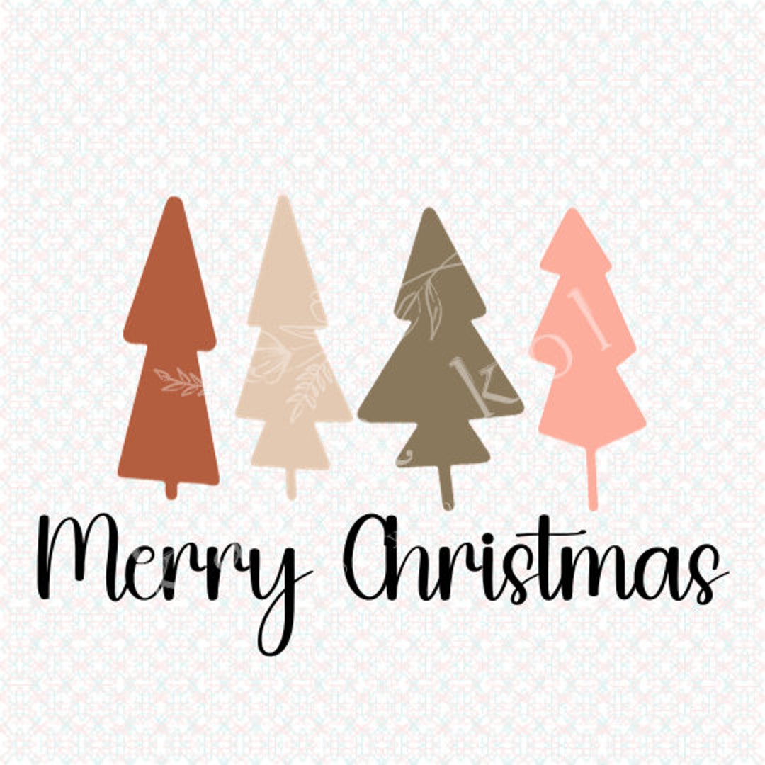 Merry Christmas Boho Trees SVG PNG - Instant Download - Christmas Trees ...