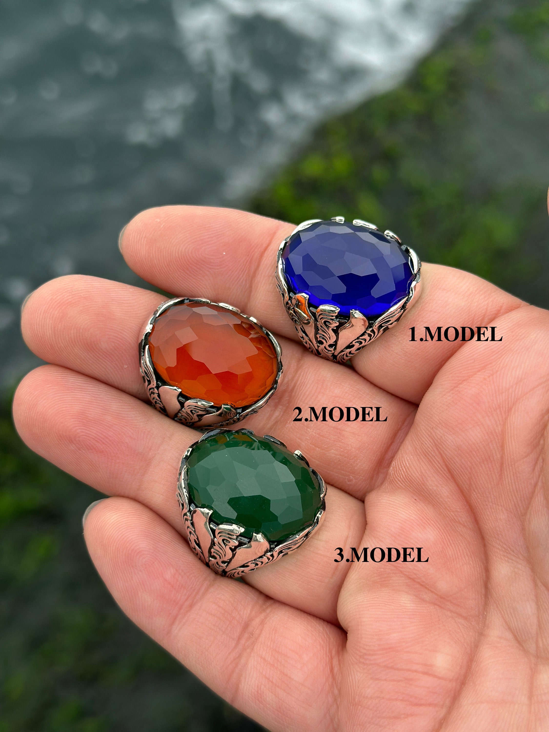 Sterling Silver Chunky Stone Ring, Lapis Lazuli Ring for Men, Silver ...