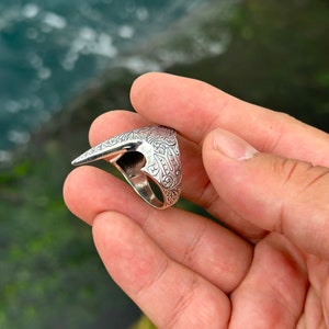 Sterling Silver Hand Engraved Archer Ring, Thumb Silver Men Ring ...