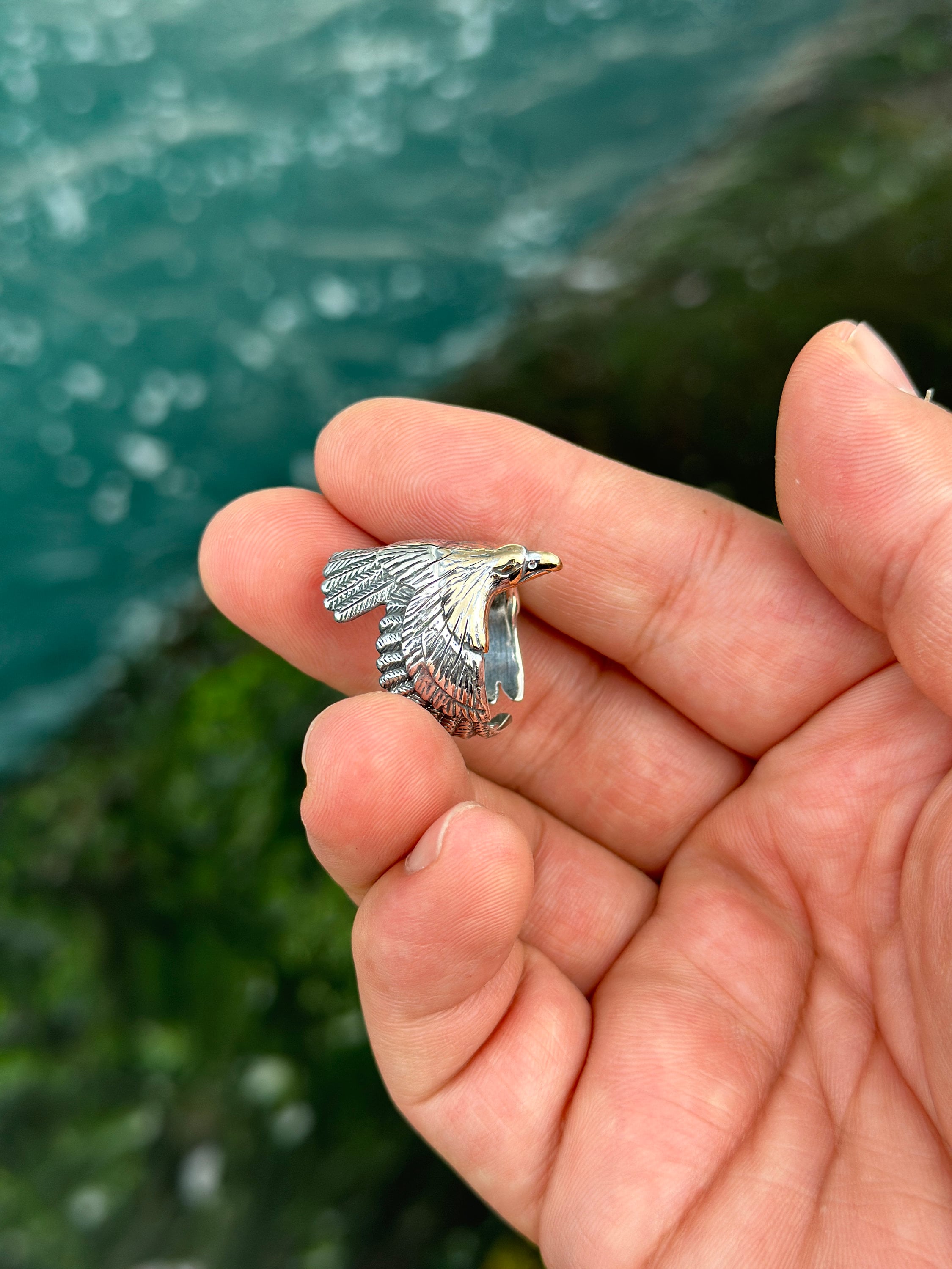 Sterling Silver Eagle Ring, Retro Hawk Ring, Eagle Men Ring, Celtic ...