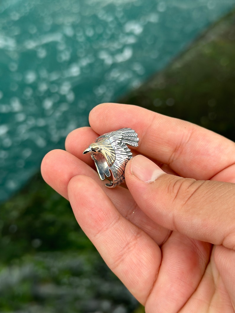 Sterling Silver Eagle Ring, Retro Hawk Ring, Eagle Men Ring, Celtic ...