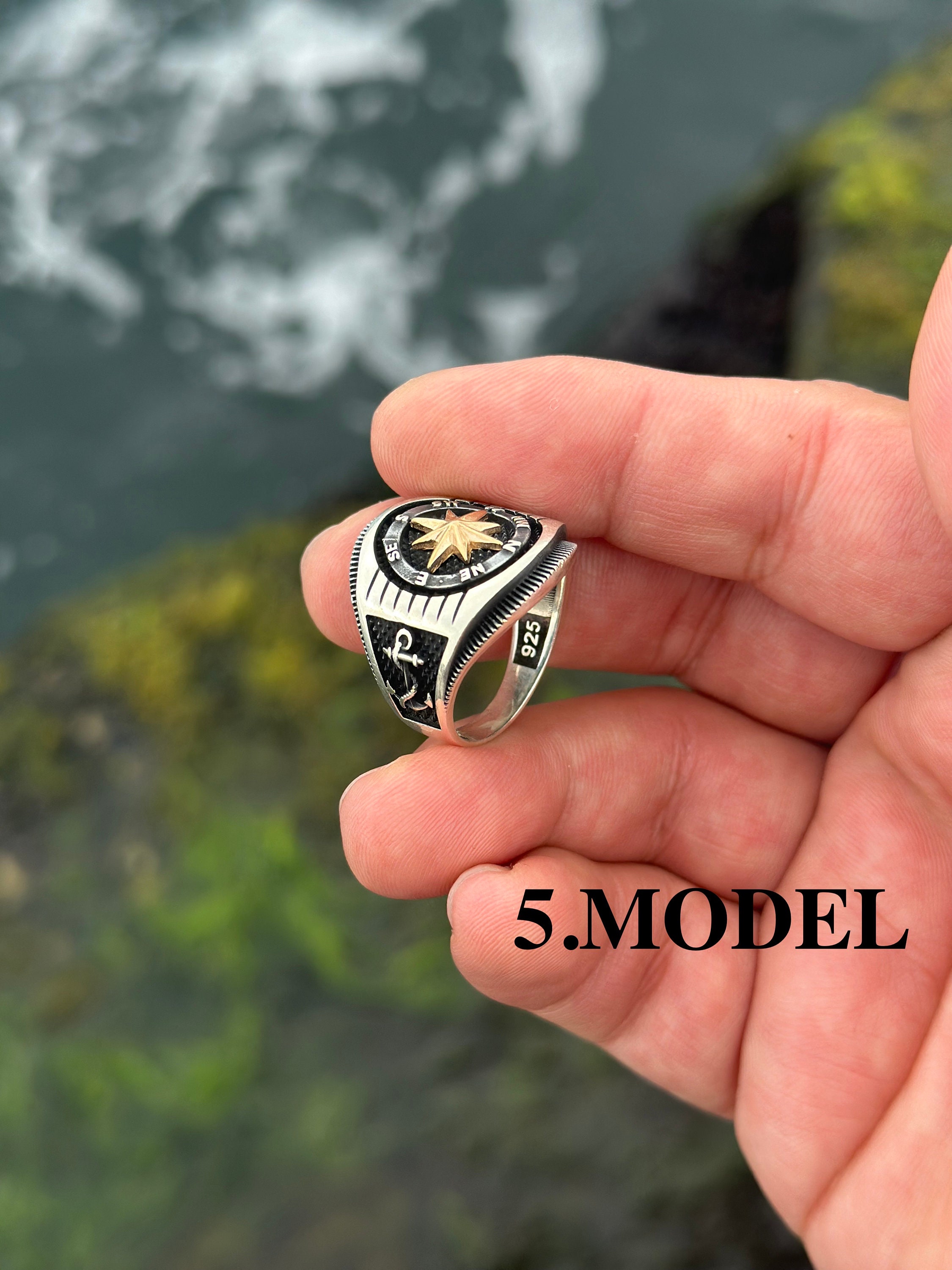 Sterling Silver Compass Ring: Nautical North Star Jewelry - Etsy
