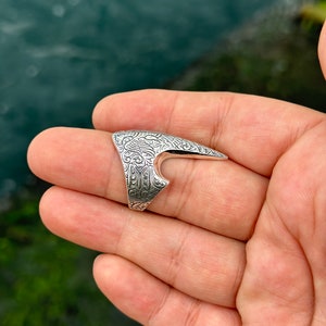 Sterling Silver Hand Engraved Archer Ring, Thumb Silver Men Ring ...