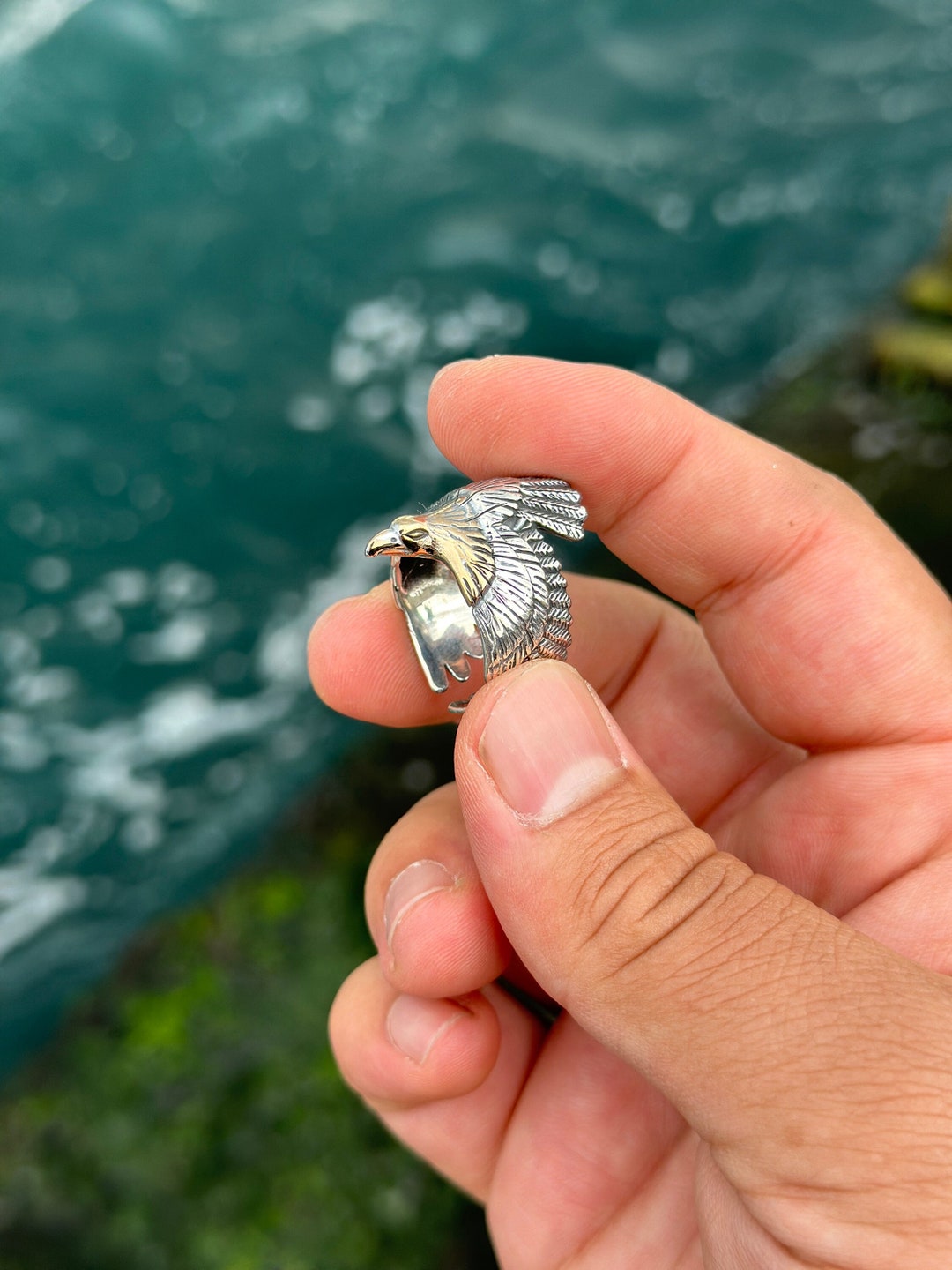 925 Sterling Silver Vintage Eagle Ring, Retro Hawk Ring, Fly Eagle Men ...