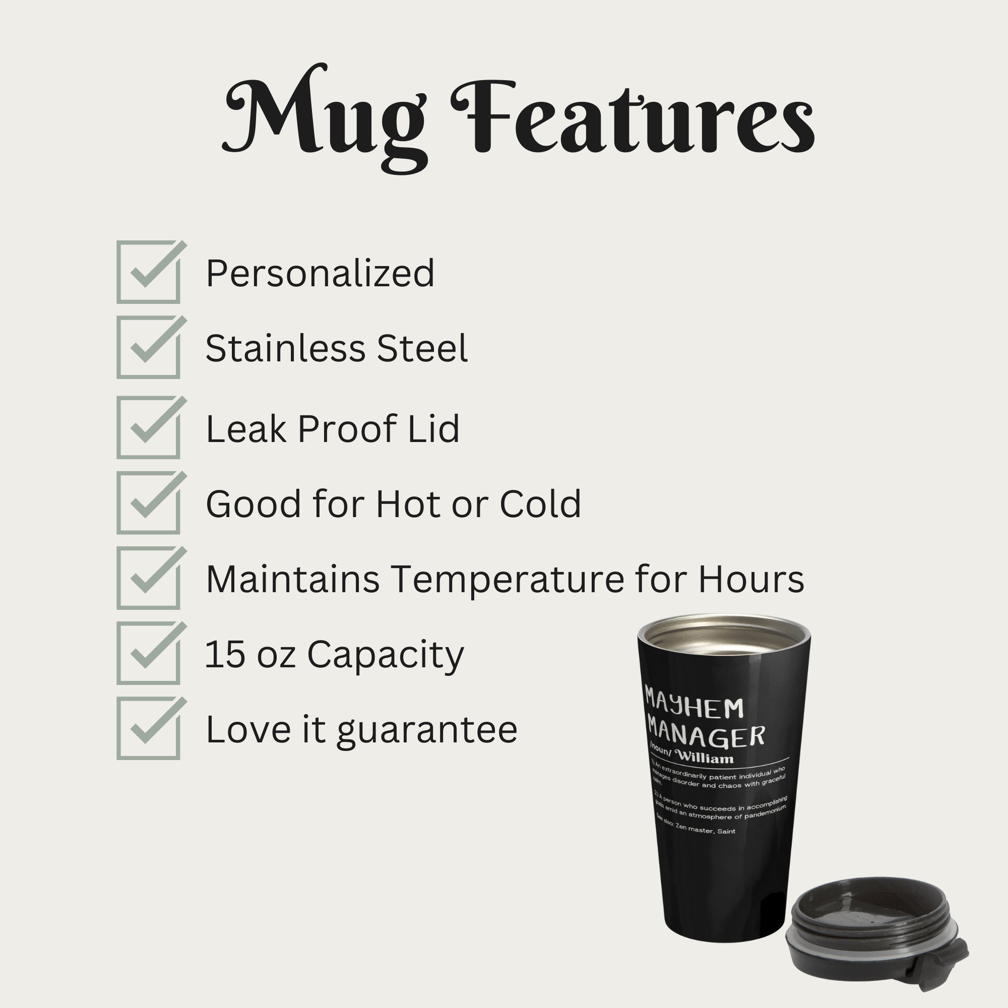 Mayhem Manager, Personalized Mug, Funny Tea Cup Gift, Supervisor Boss ...