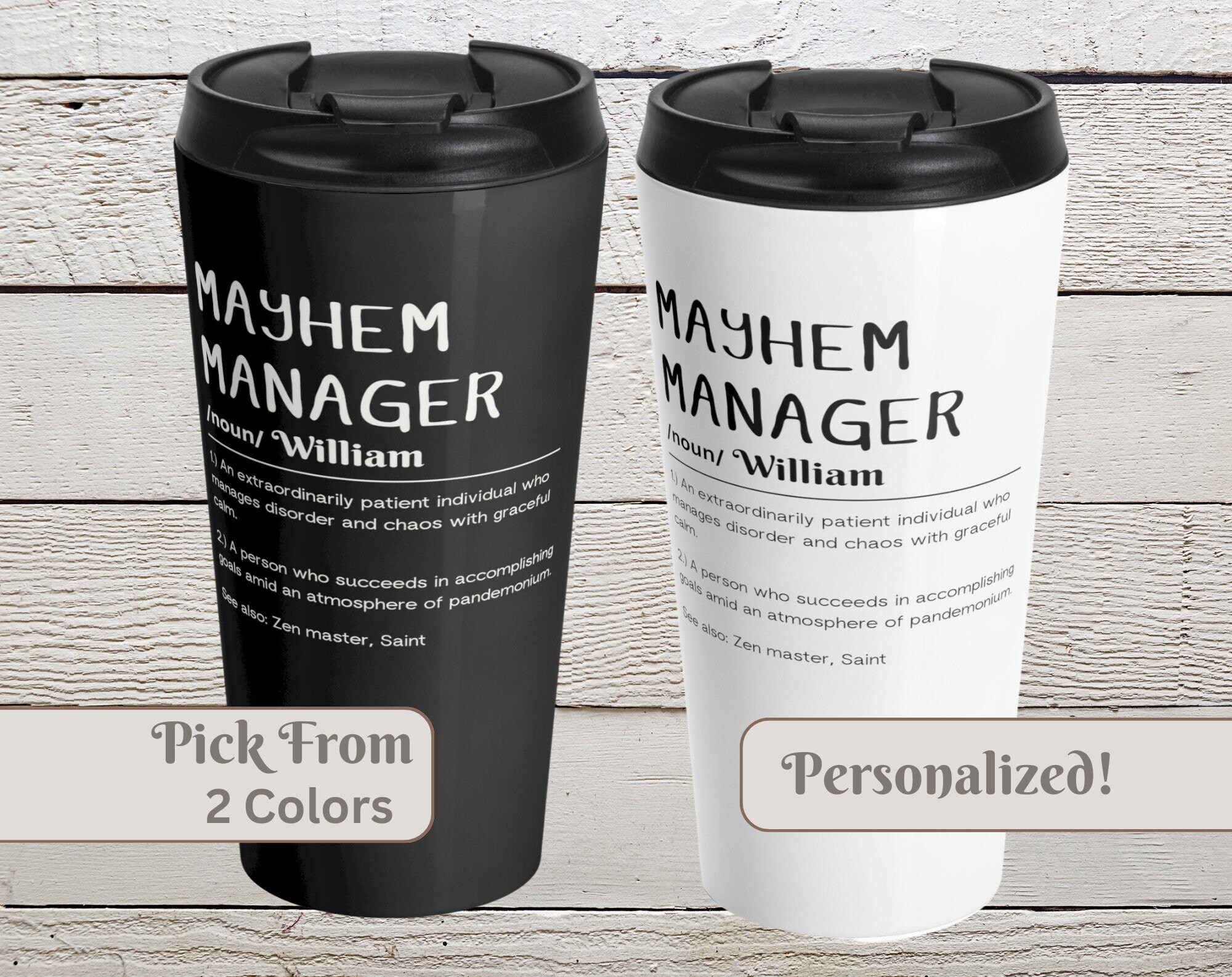 Mayhem Manager, Personalized Mug, Funny Tea Cup Gift, Supervisor Boss ...