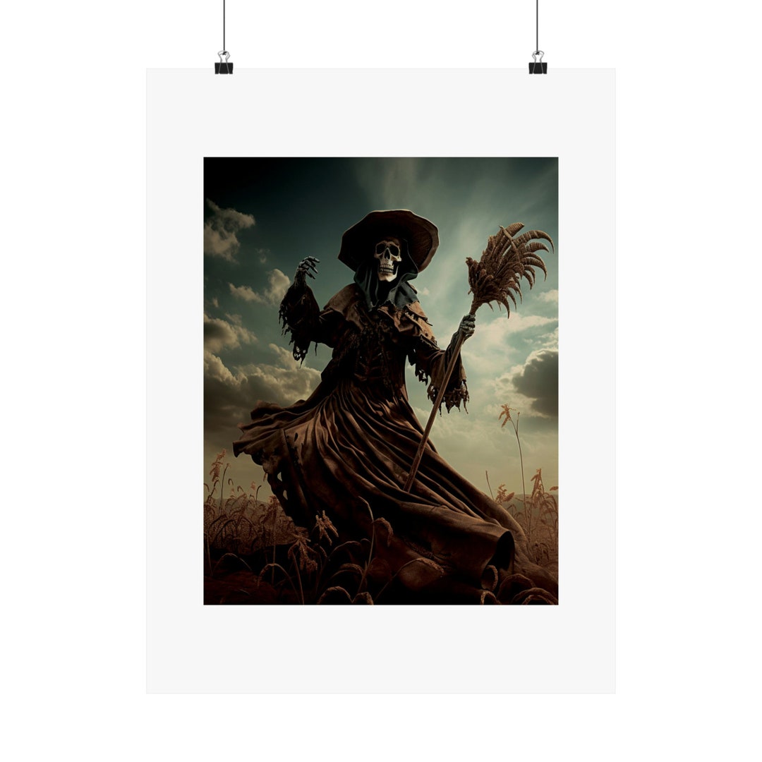 Halloween Unique Poster Skeletal Witch Halloween Wall Art - Etsy