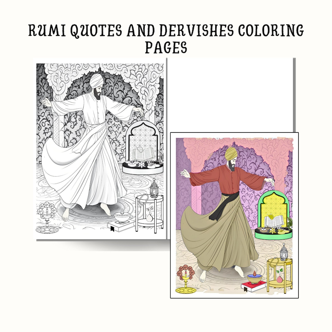 Rumi Quotes and Coloring Pages, Adult Motivational Quote Coloring Pages ...