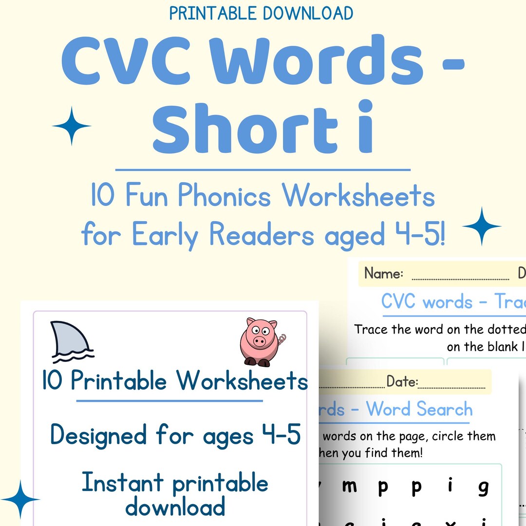 CVC Words Short 'i' Worksheets | Printable Phonics 10 Pack for Kids ...