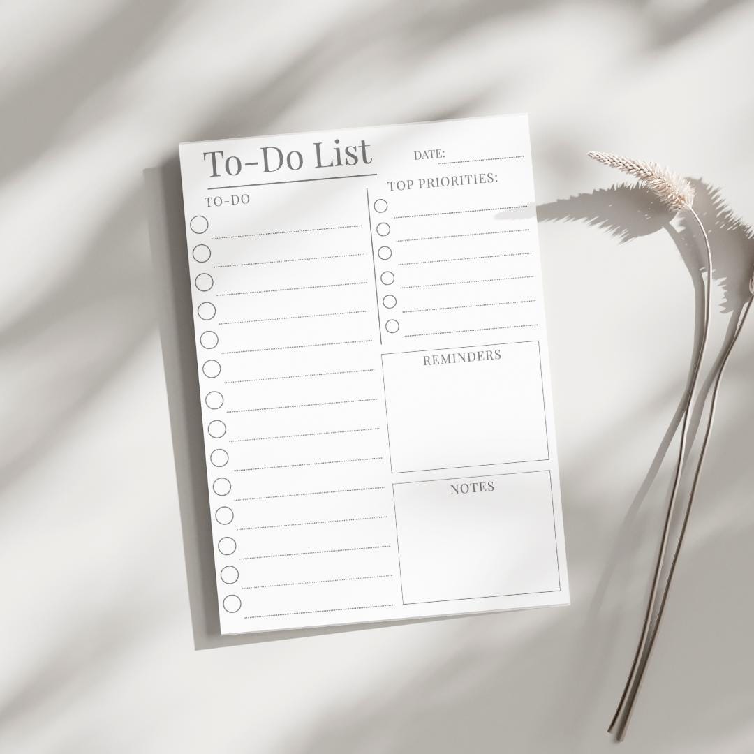 Minimalist To-do List / Digital/printable PDF, Reminders & Notes - Etsy