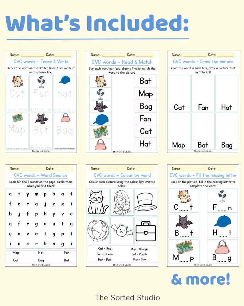 CVC Words Short 'A' Worksheets | Printable Phonics 10 Pack for Kids ...