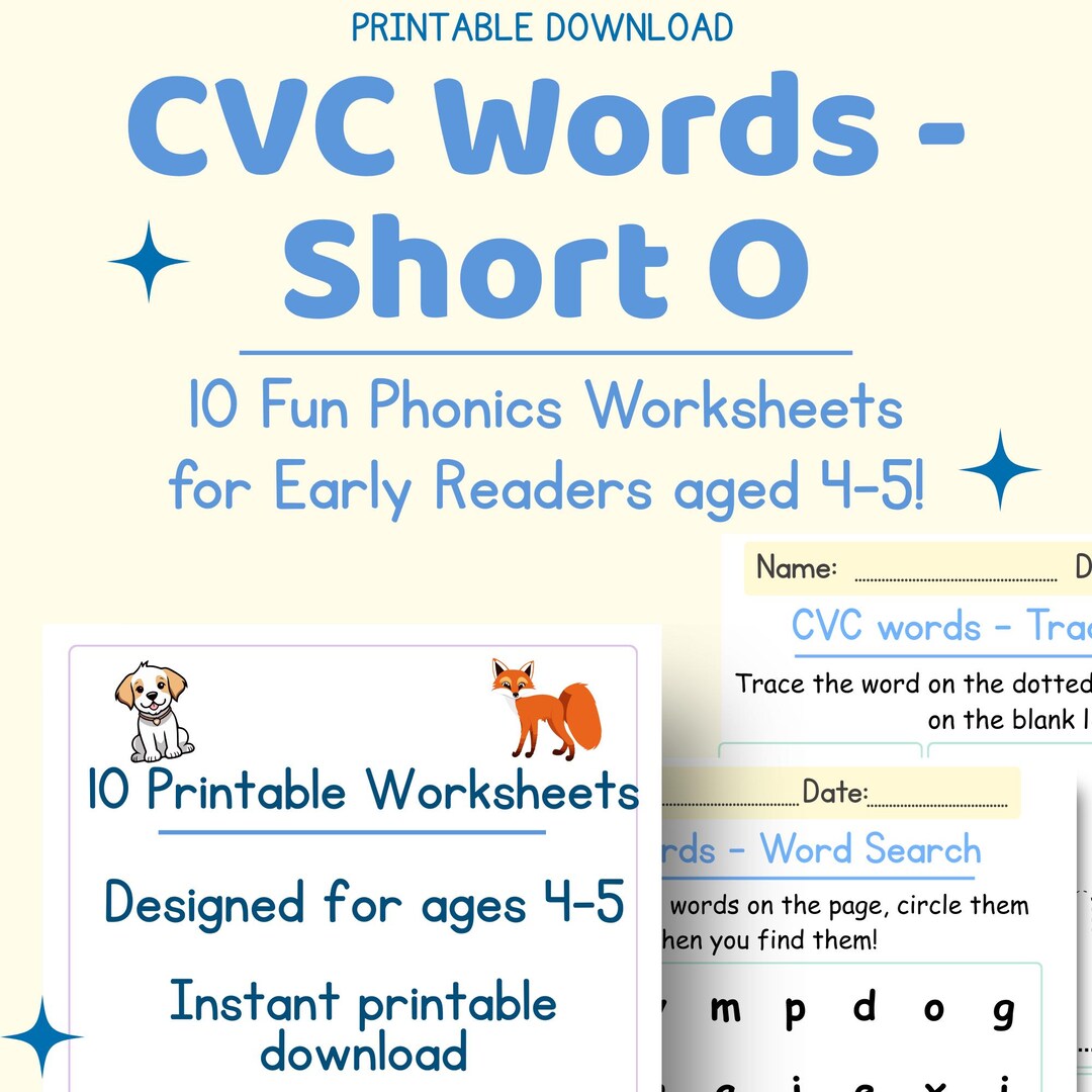 CVC Words Short 'O' Worksheets | Printable Phonics 10 Pack for Kids ...