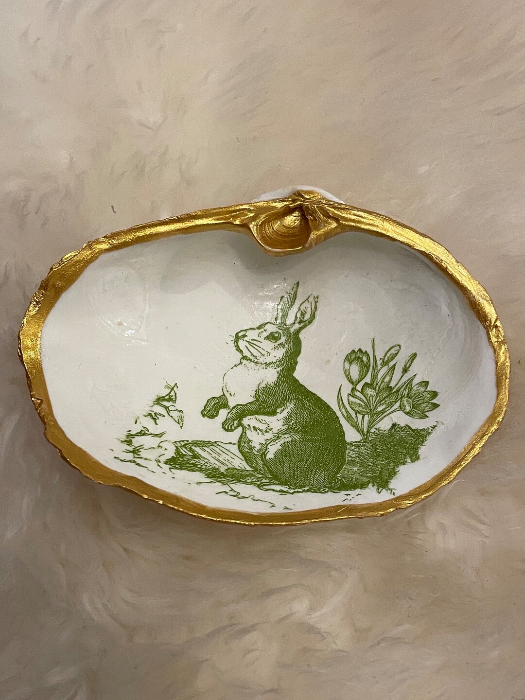 Clam Shell Trinket Tray Rabbits - Etsy