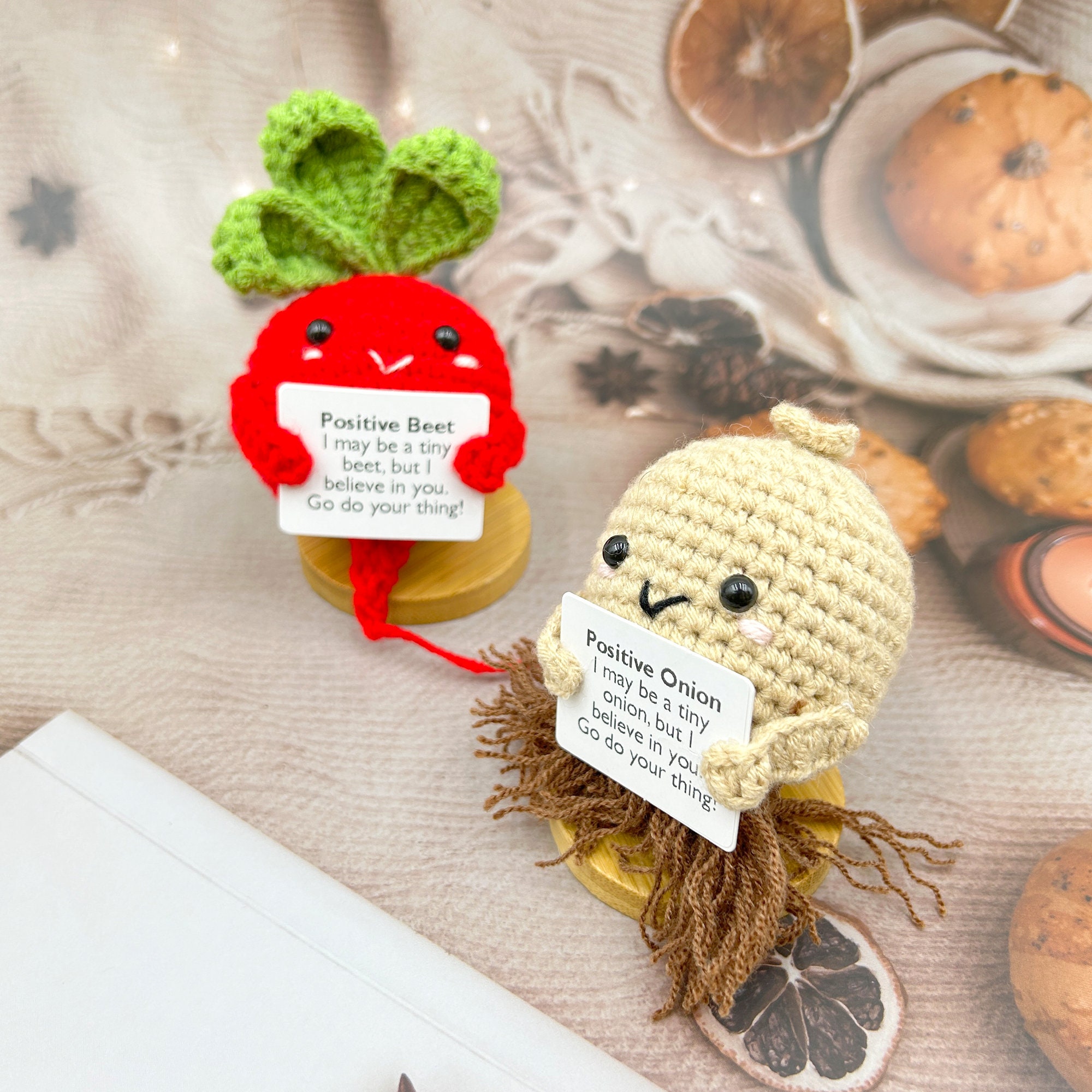 Crochet Positive Beet and Onion-cute Desk Accessories-mental Health ...