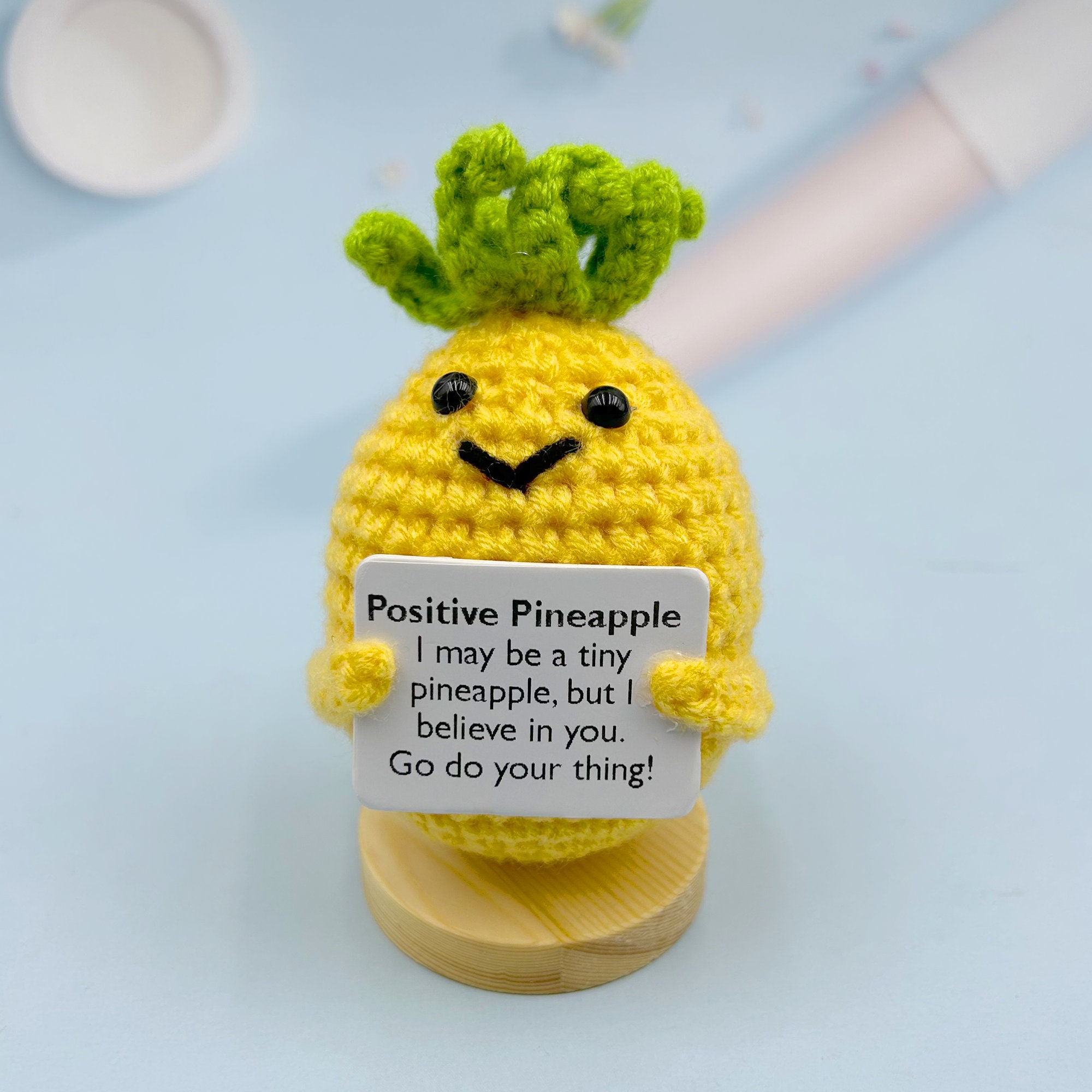 Inspirational Kids Gift,emotional Support Pickle,positive Pineapple,handmade Crochet Pineapple ...