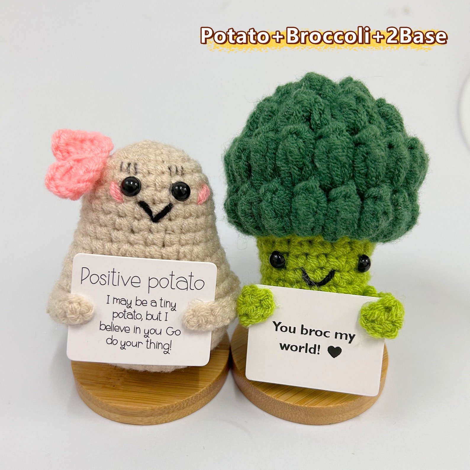 Positive Potato/broccoli and Flower Plant,desk Decor,gift for Friend ...
