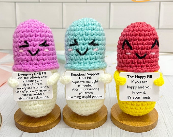 Adorable Crochet Chill Pills,10 Colors,emotional Support Chill Pill ...