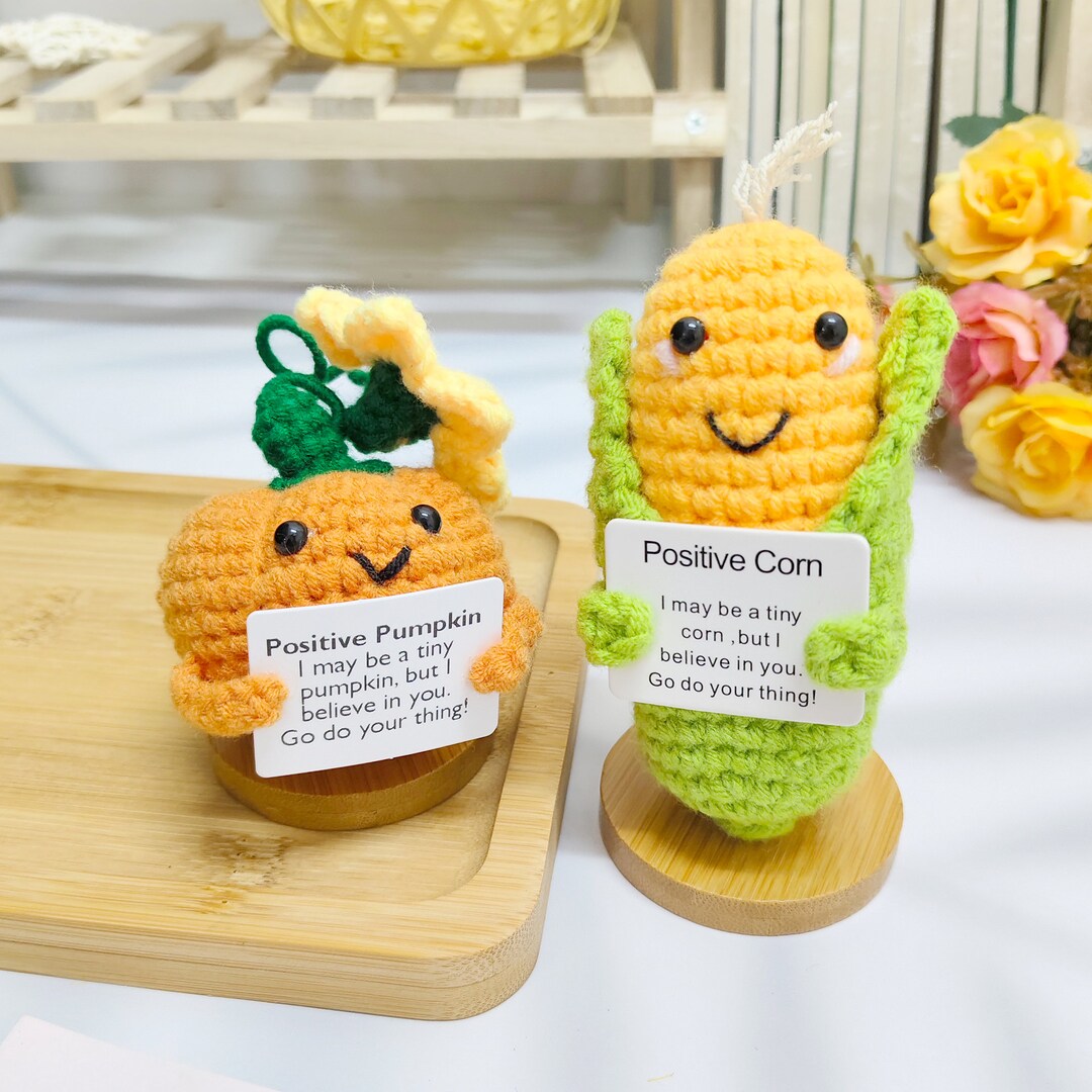 Crochet Positive Pumpkin and Corn-crochet Vegetables-cute Desk ...