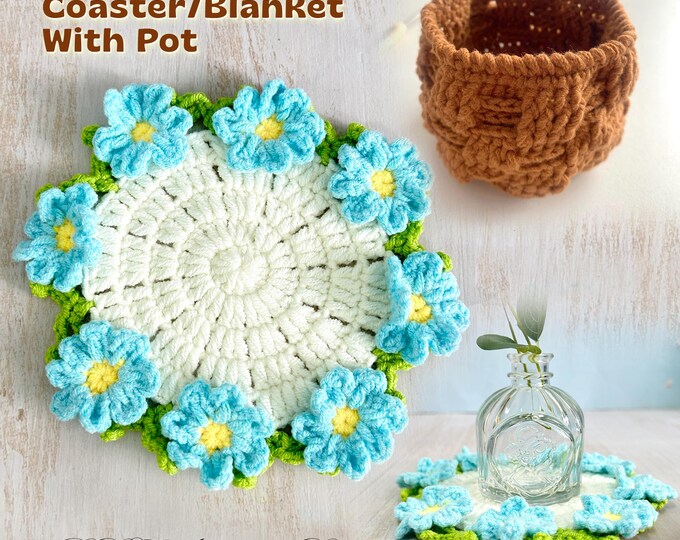 PDF PATTERN ONLY Mini Crochet Forget-me-not Bouquet Coaster Pattern ...
