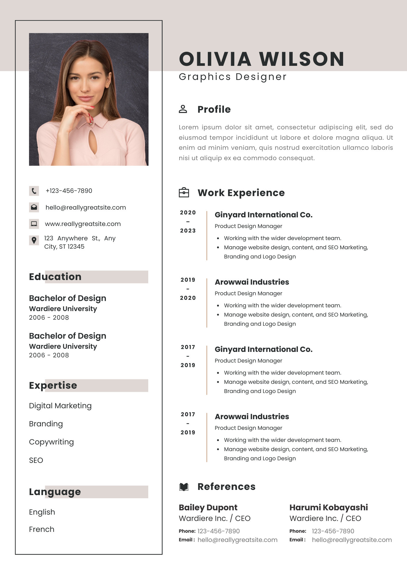 CV Template With Photo, Professional CV Template for Word and Pages ...