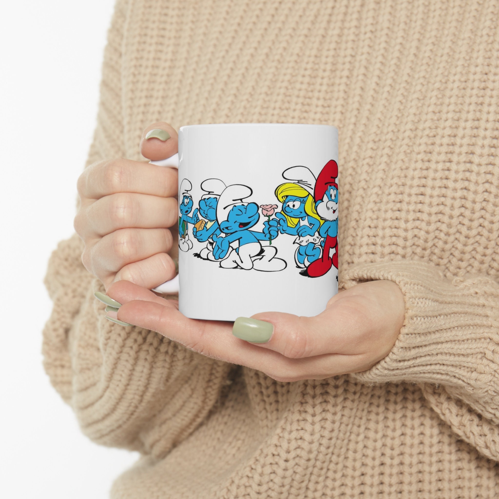 Smurfs Mug Smurf Village Cartoon Merch Nostalgia T Etsy