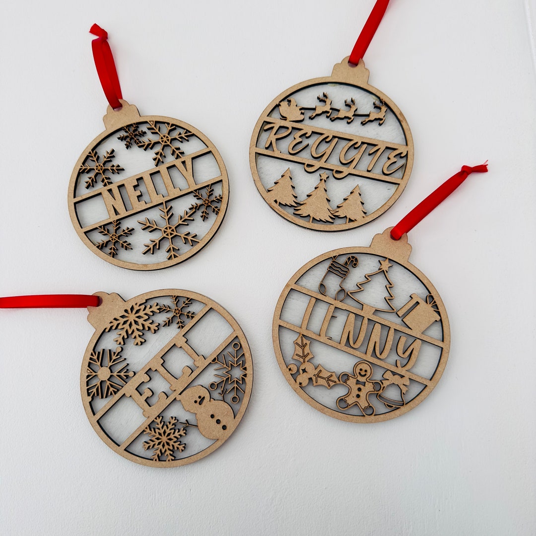 Personalised Christmas Baubles, Wooden Personalised Christmas Ornaments ...