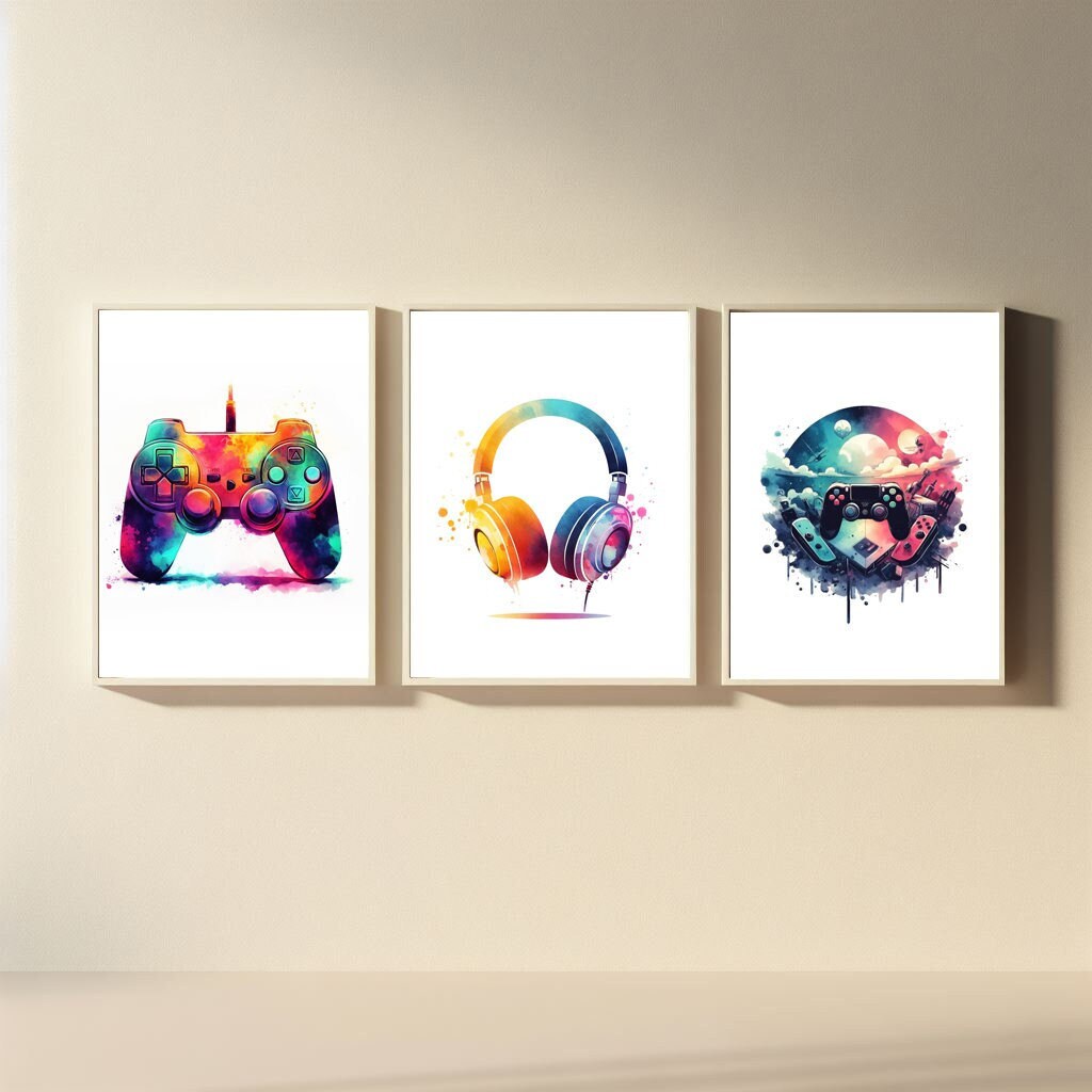 Gaming Digital Art Set 3 Variations Digital Poster Art Drawing of a ...