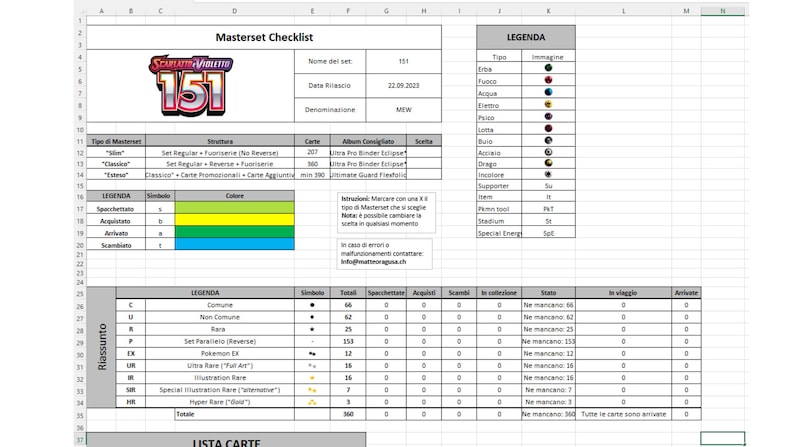 Pokemon 151 Masterset List and Expense Management - Etsy