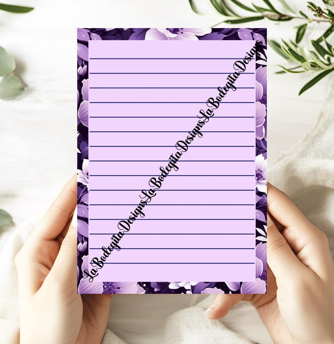 Dark Purple Flowers Stationery Printable Writing Paper Stationery With ...