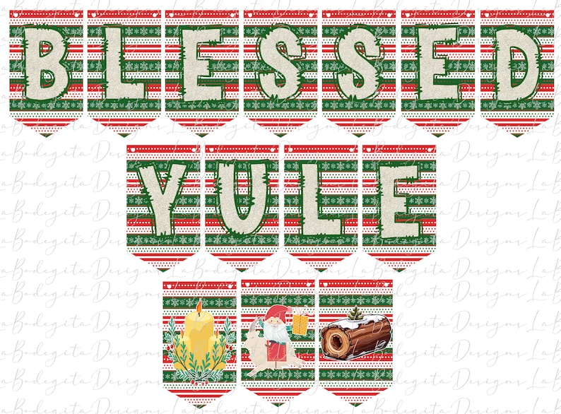 PRINTABLE Blessed Yule Holiday Banner Festive Holiday Banner With ...