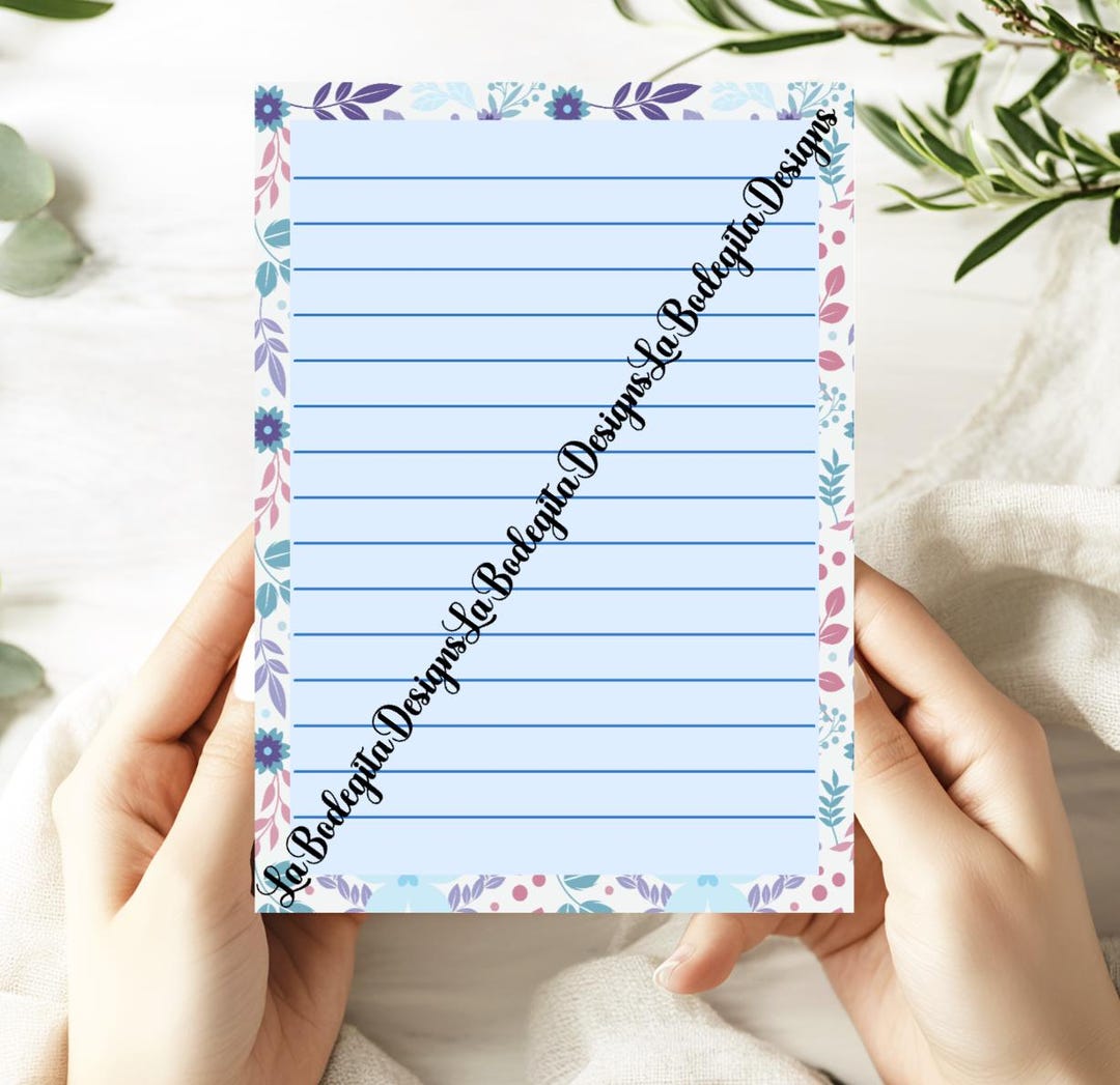 Blue Boho Flowers Stationery | Printable Writing Paper Stationery With ...