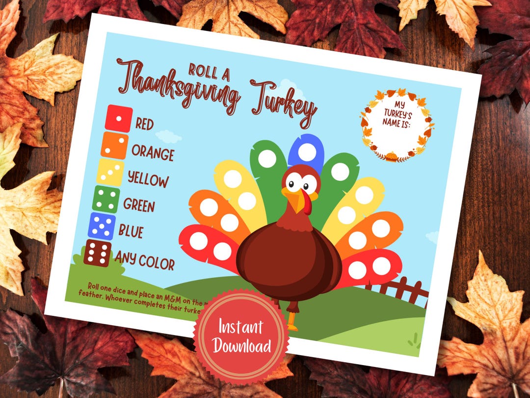 Thanksgiving Turkey Game – Roll A Dice Activity (PDF Pattern) - Etsy