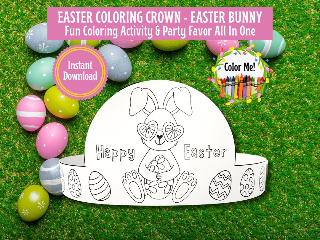 Easter Coloring Crown, Easter Bunny Printable Easter Paper Crown ...