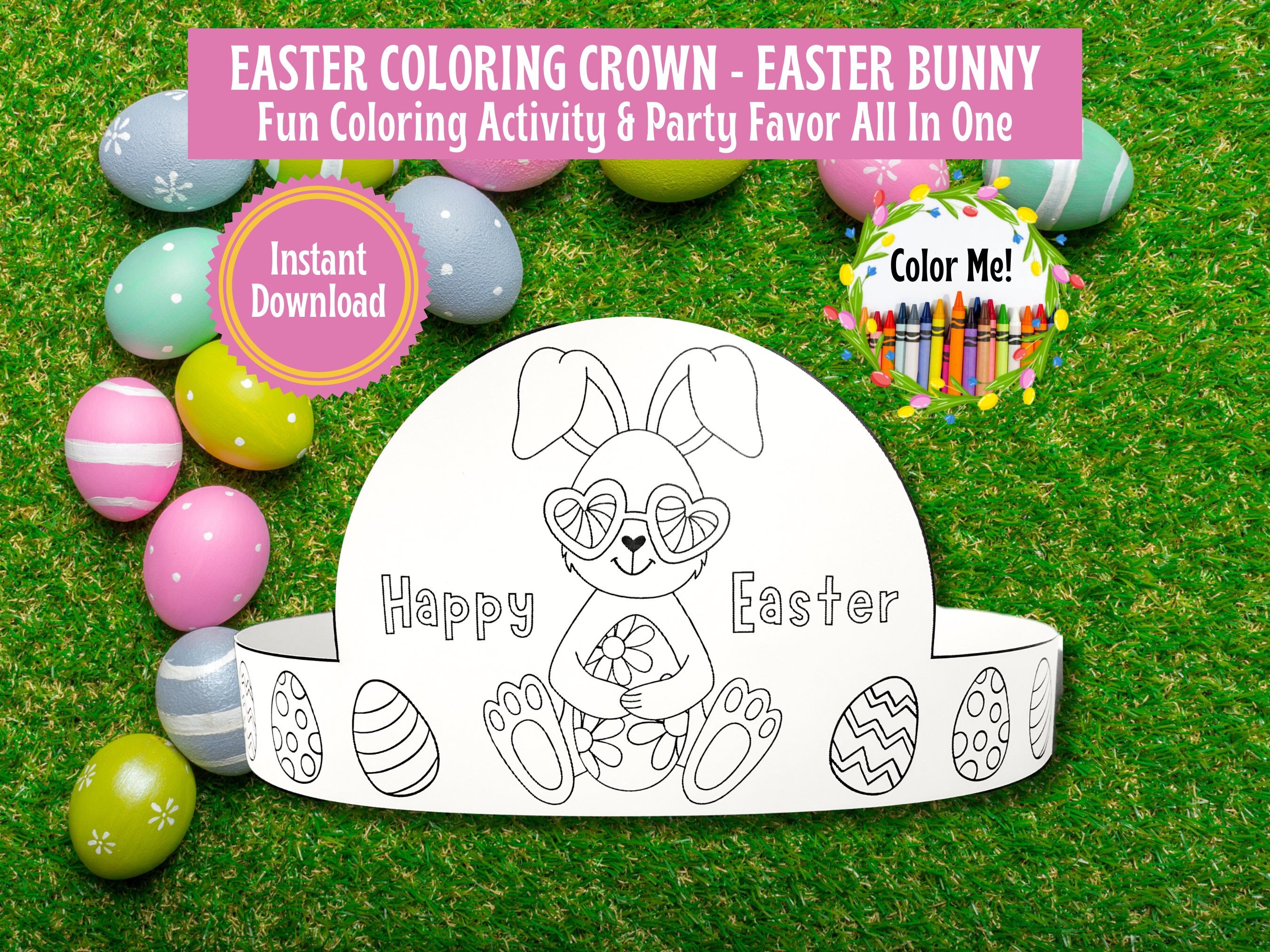 Easter Coloring Crown, Easter Bunny Printable Easter Paper Crown ...