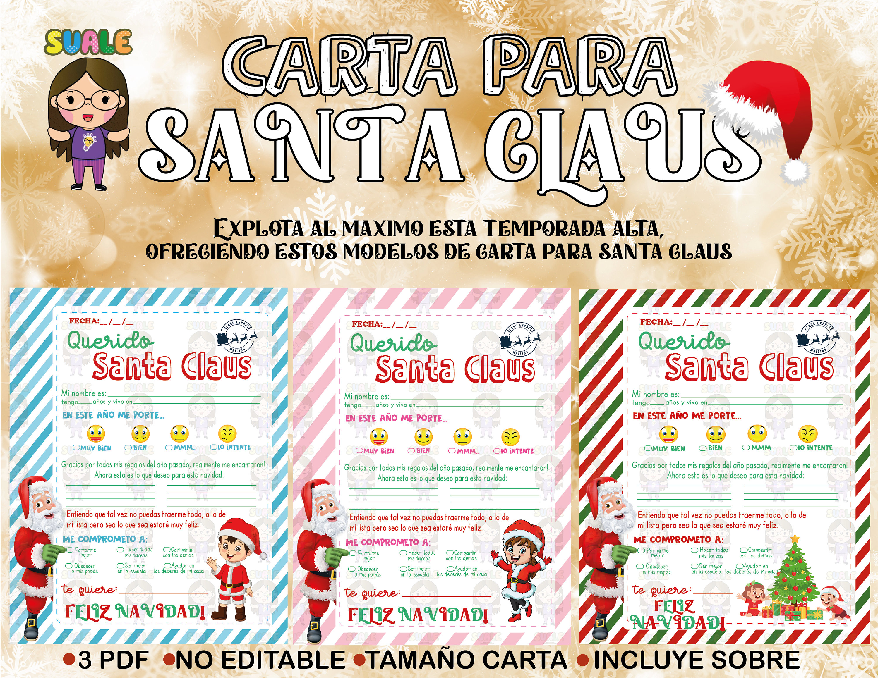 CARTA A SANTA / carta a santa imprimible / Pdf Imprimible / Descarga ...