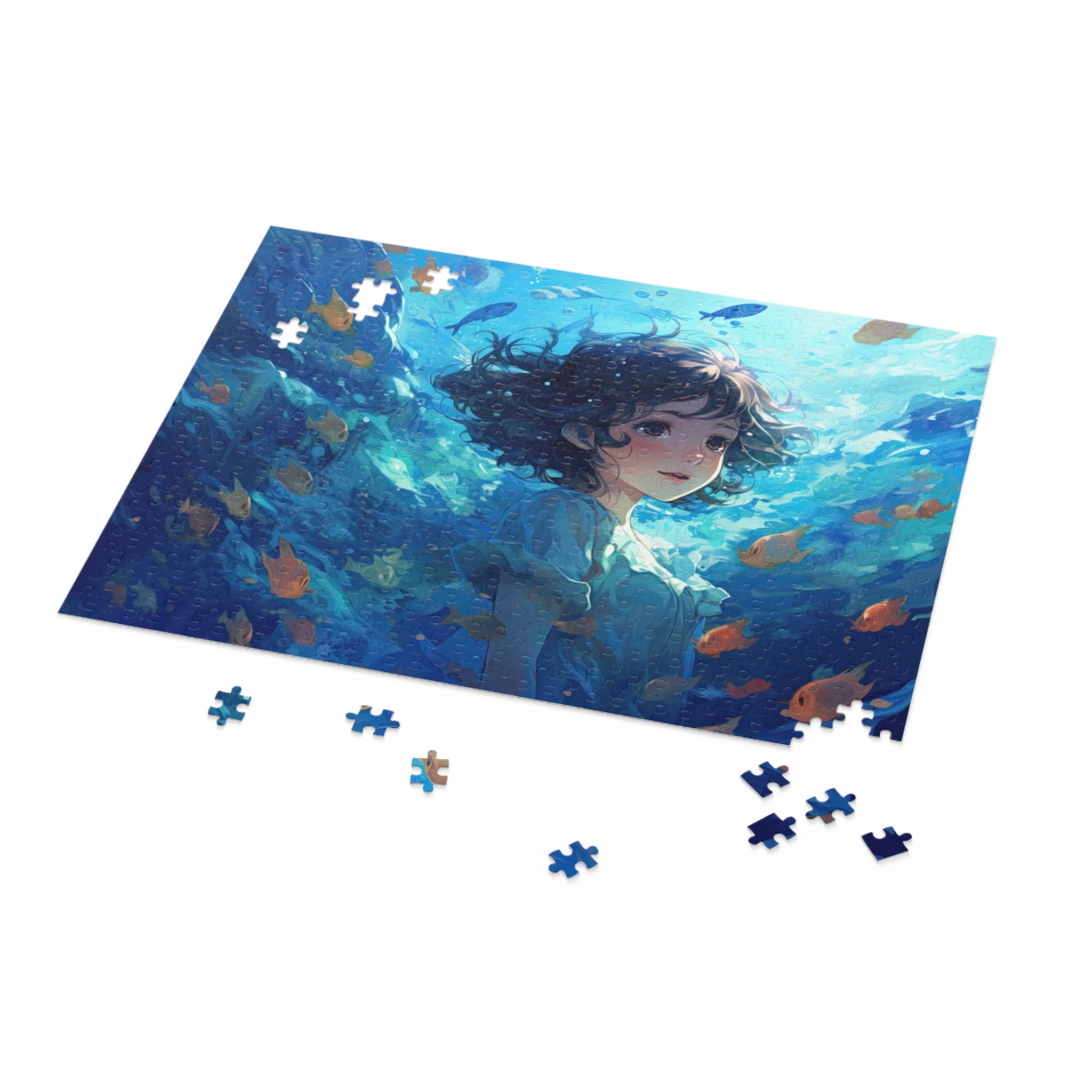Underwater Adventure Puzzle Smiling Girl and Fish 120, 252, 500-piece ...