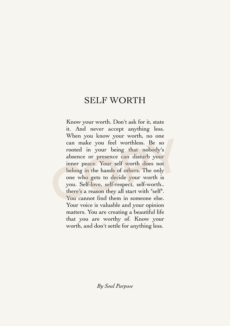 Self Worth Printable |you Are Enough Gift |mental Health Gift ...