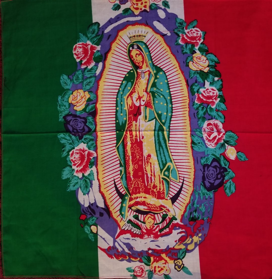 Guadalupe Mexican Flag Pattern Print 100% Cotton Scarf Bandana - Etsy