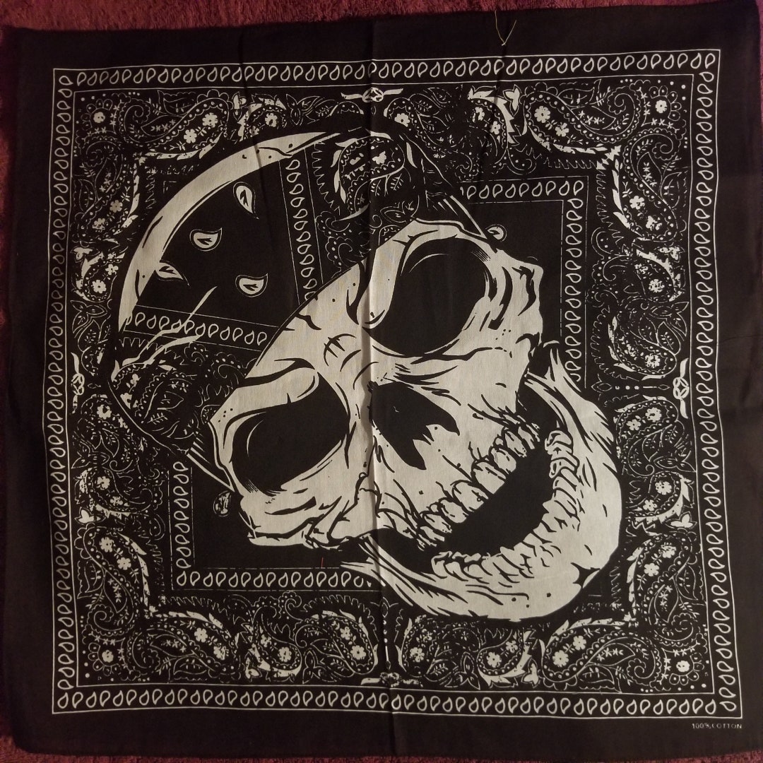 Large Skull Head Pattern Print 100% Cotton Scarf Bandana - Etsy