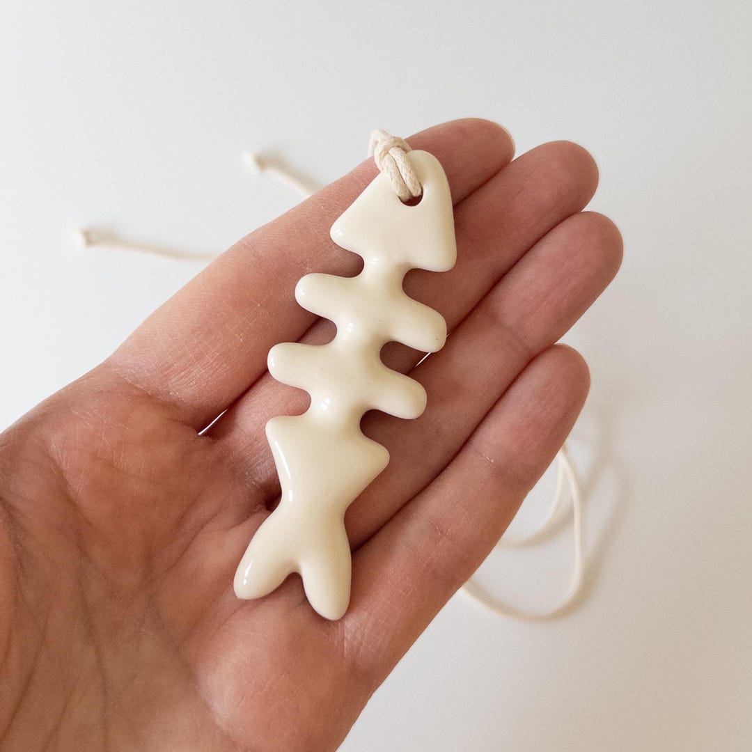 Sardine Fishbone Ceramic Necklace - Etsy